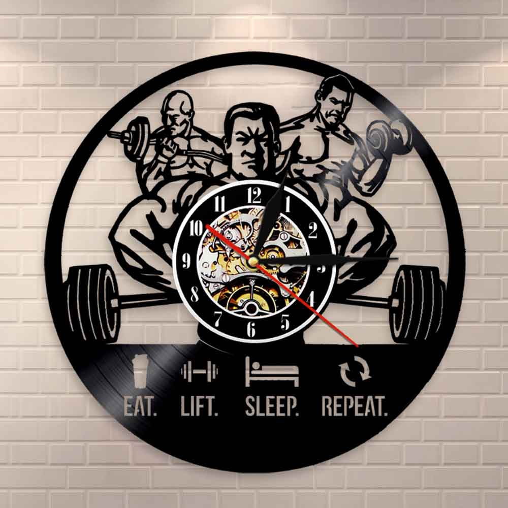 Amblelife Eat Lift Sleep Repeat Mens Fitness GYM Inspirational Quote ...