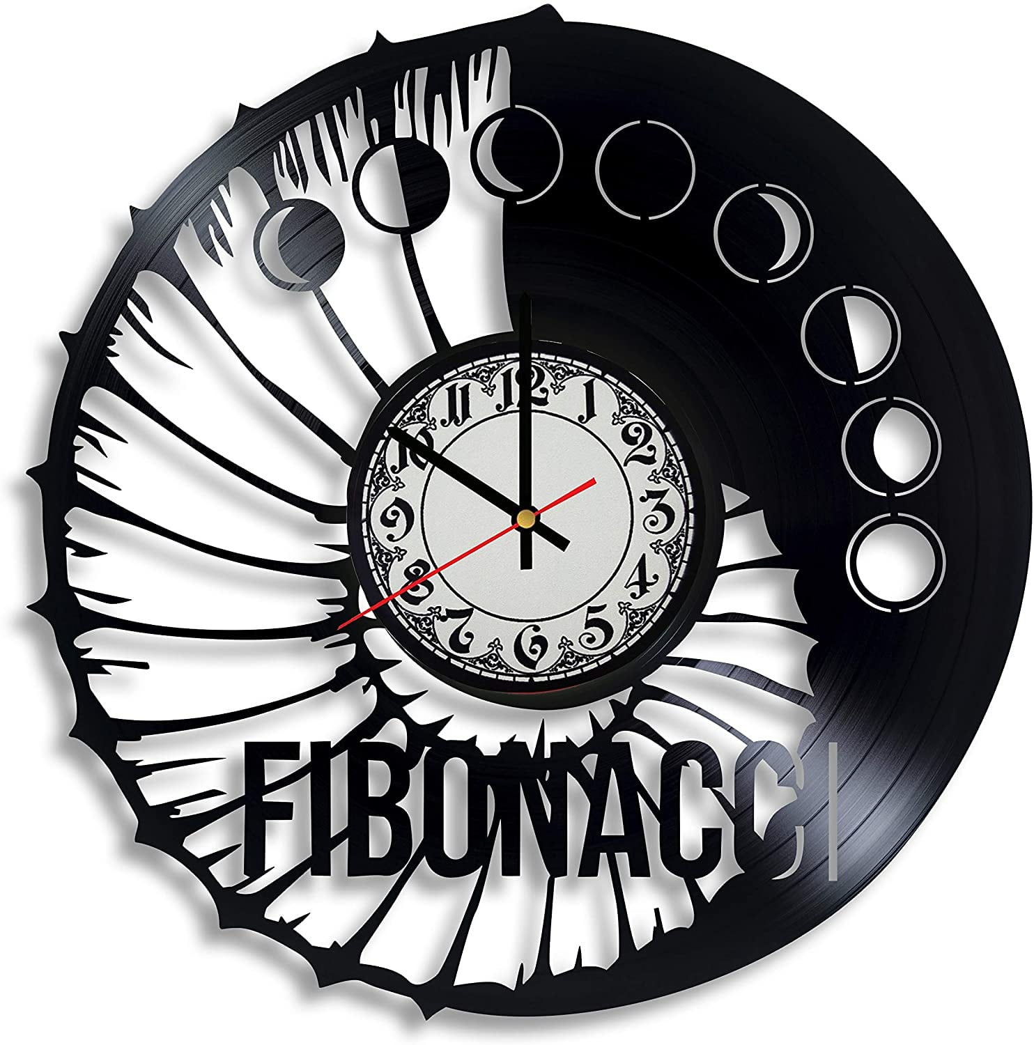 Amblelife Fibonacci Spiral Vinyl Record Wall Clock, Fibonacci Sequence ...