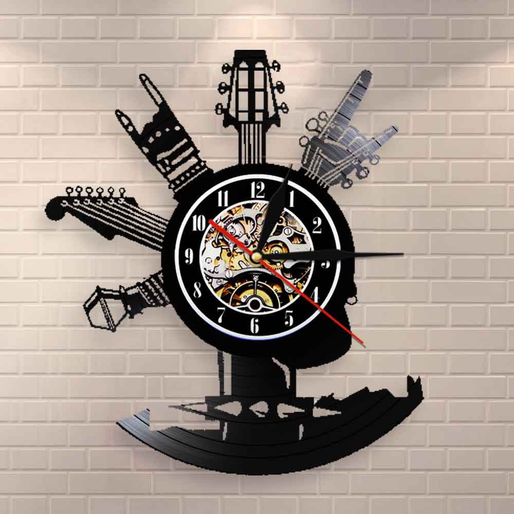 Amblelife Guitar Vinyl Record Wall Clock Musical Instruments Gifts For ...