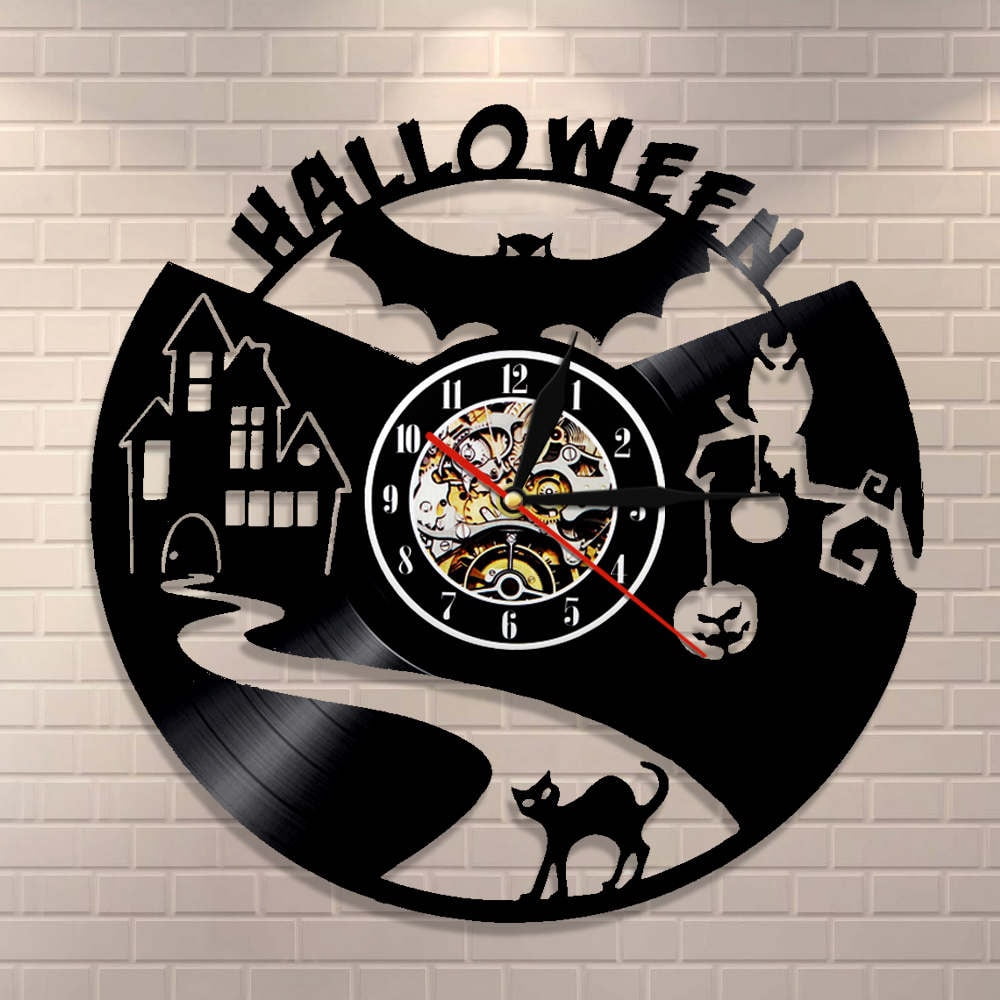 Amblelife Halloween Vinyl Record Wall Clock Vampire Bats Home Decor ...