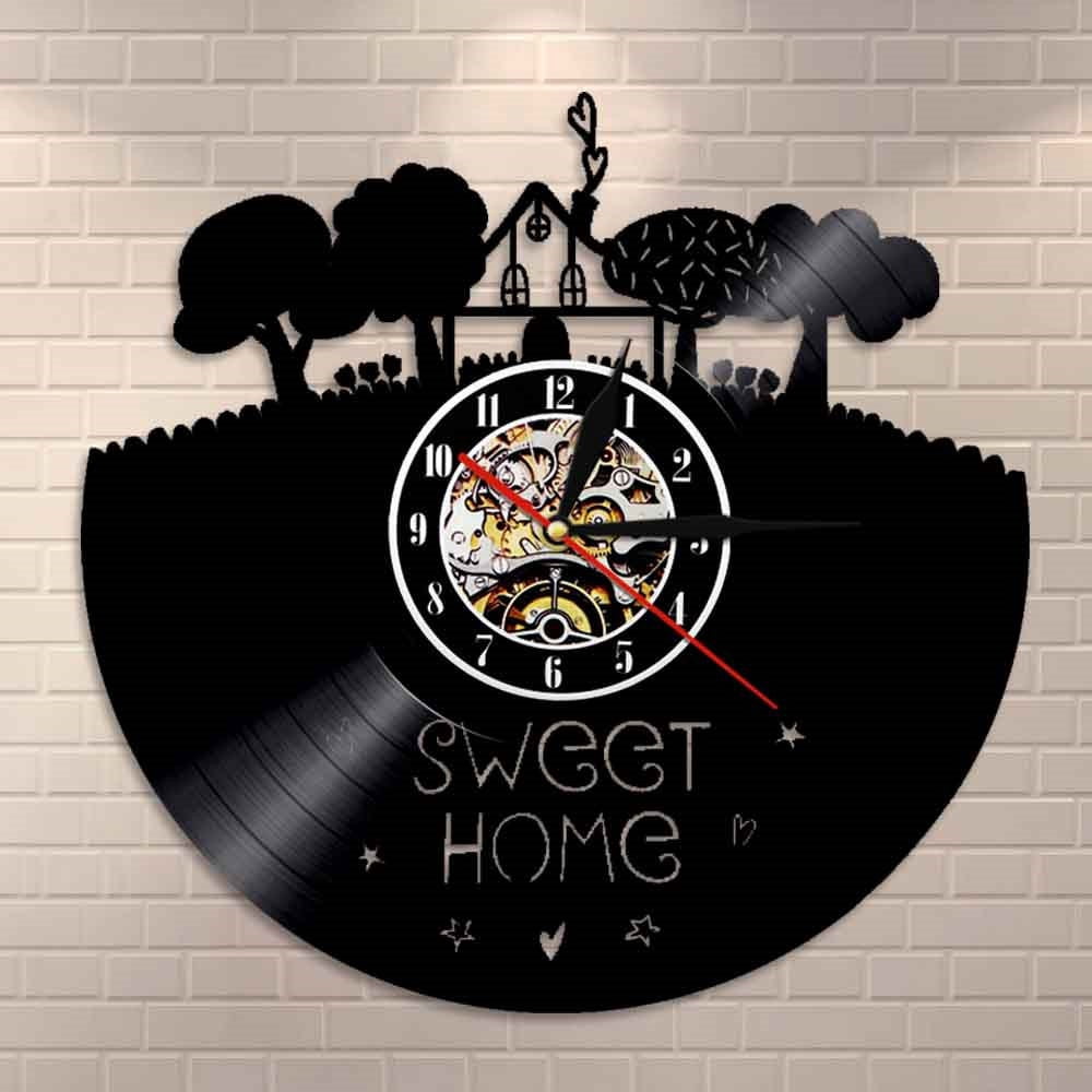 Amblelife Home Sweet Home Vinyl Record Clock Wall Watch Garden Handmade ...