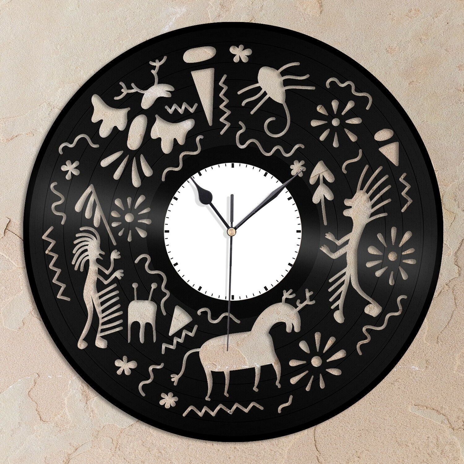Amblelife Huichol Art Vinyl Wall Clock Souvenir Gift for Friends Home ...