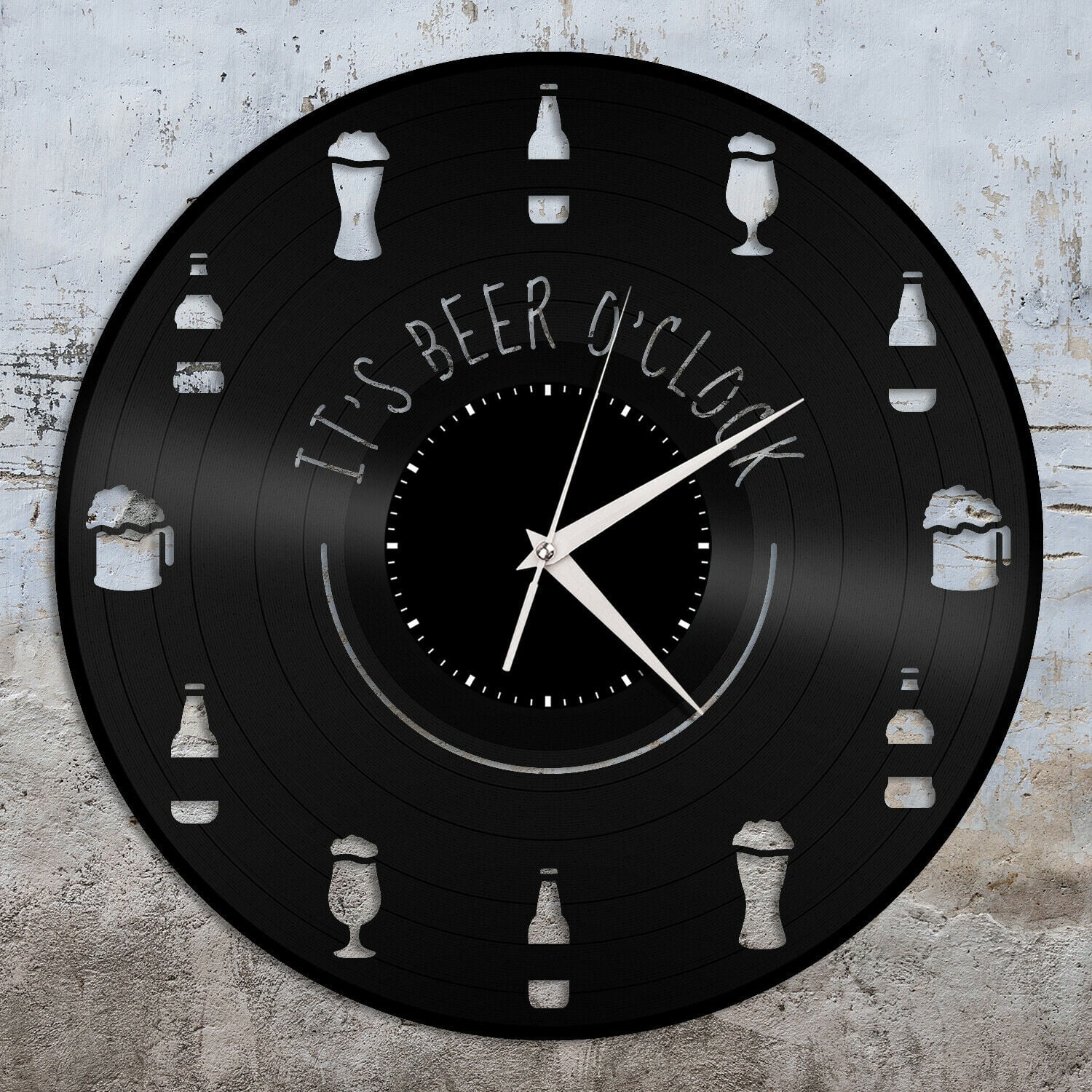 Amblelife It's Beer O'clock Vinyl Wall Clock Unique Gift for Friends ...