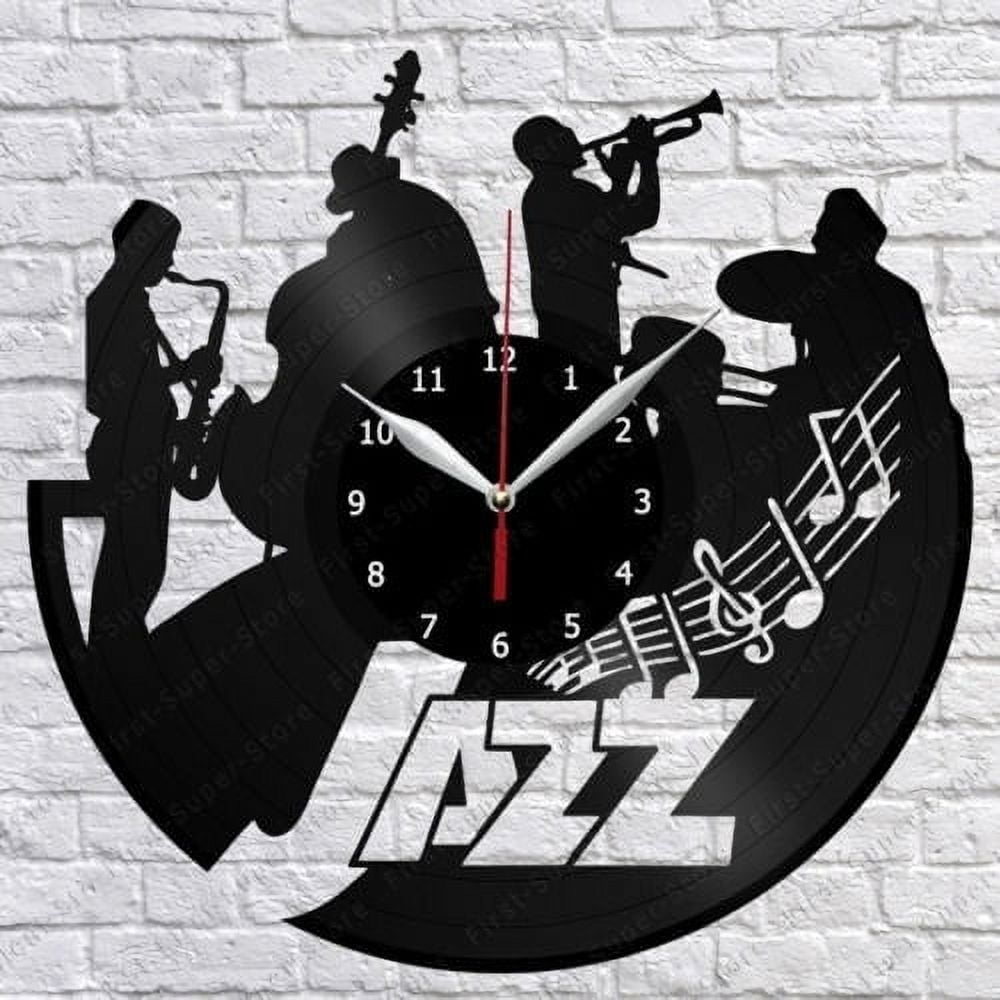 Amblelife Jazz Music Vinyl Record Wall Clock Fan Art Home Decor Vintage ...