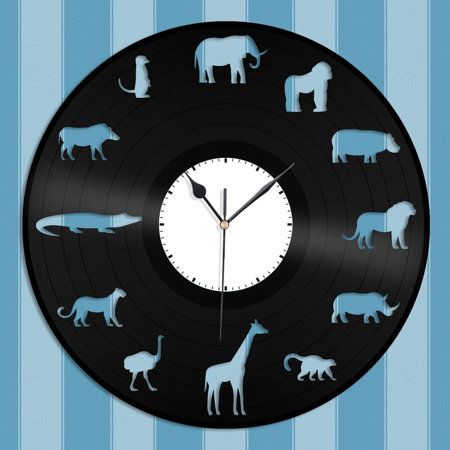 Amblelife Jungle Animals Vinyl Wall Clock Unique Gift for Animal Lovers ...