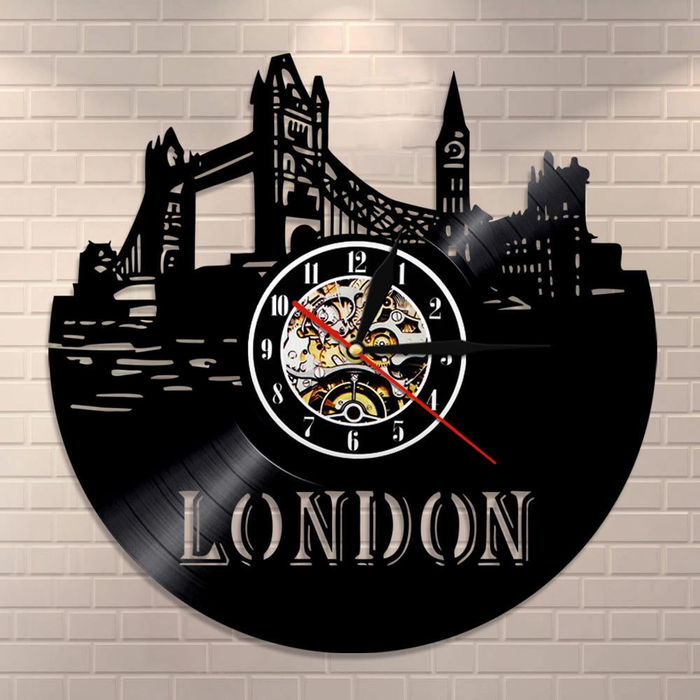 Amblelife London Skyline Wall Art Wall Clock England London Cityscape ...