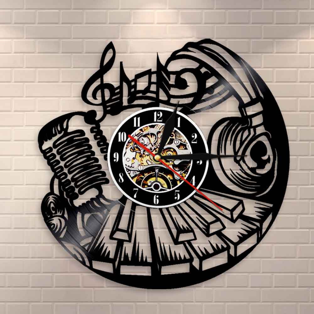 Amblelife Musical Wall Clock Rock and Roll Wall Art Vinyl Record Clock ...