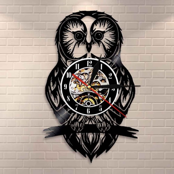 Amblelife Owl Artwork Vinyl Record Wall Clock Owl Decor Bird Gift For ...