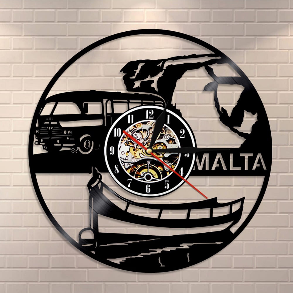 Amblelife Republic of Malta Wall Clock Vintage Vinyl Record Wall Clock ...