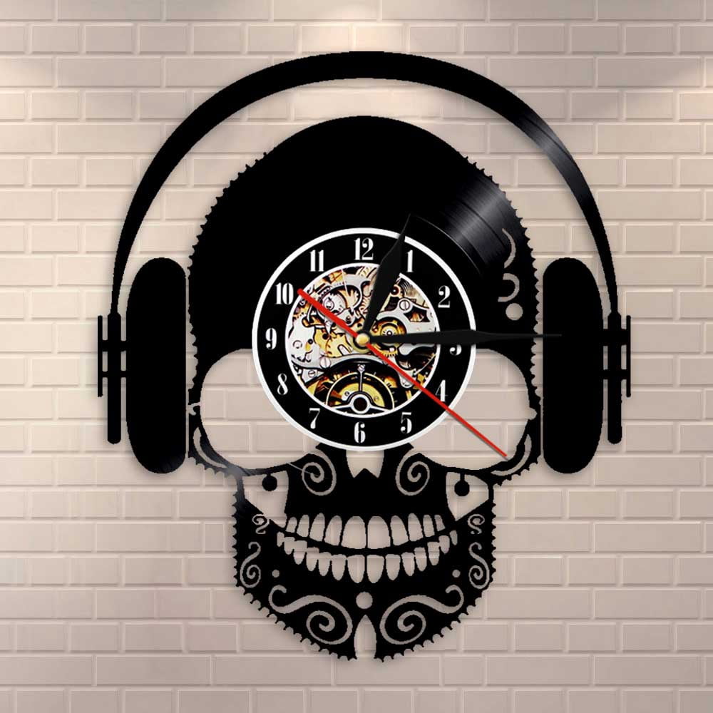 Amblelife Skull Music Headphones DJ Wall Art Scary Skull Wearing ...