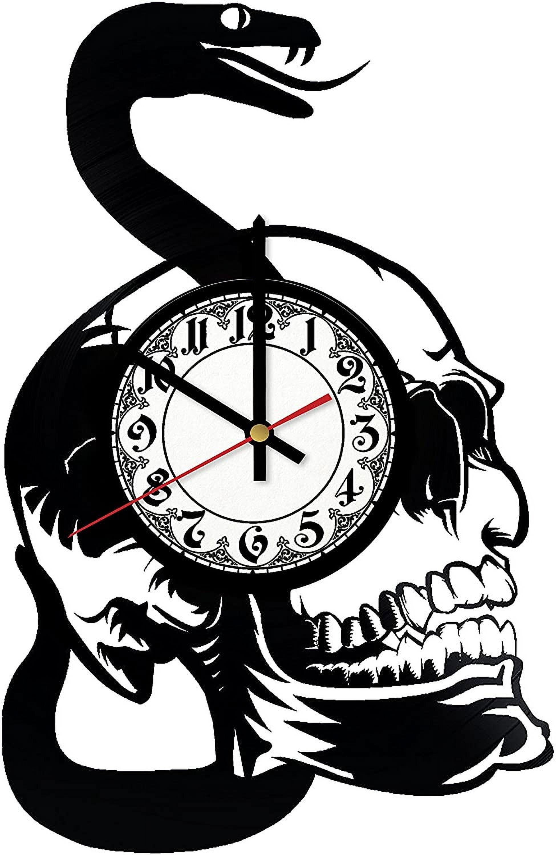 Amblelife Skull and Snake Vinyl Record Wall Clock Skull and Snake Wall ...