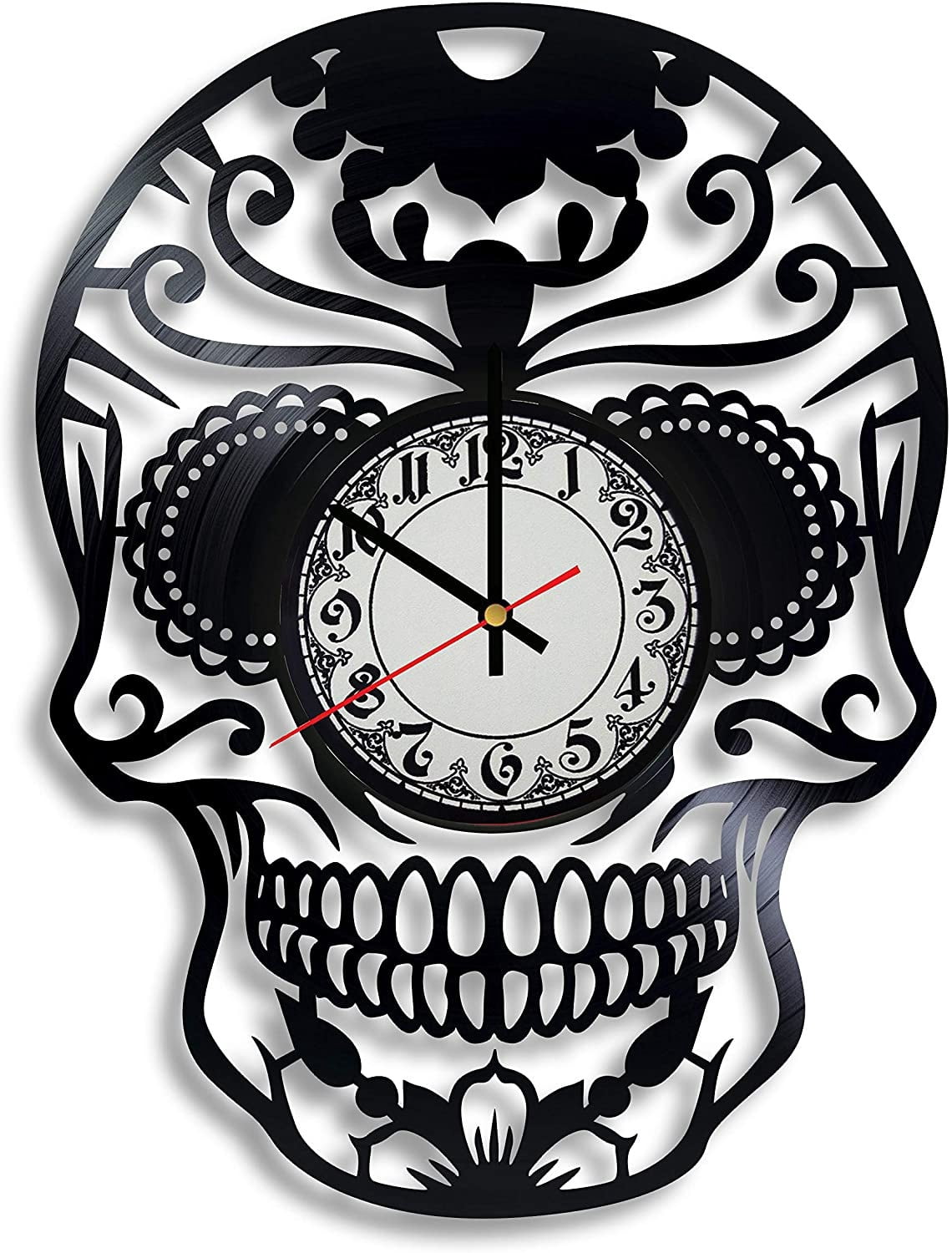 Amblelife Skull Vinyl Record Wall Clock, Day of The Dead Gift for Any ...