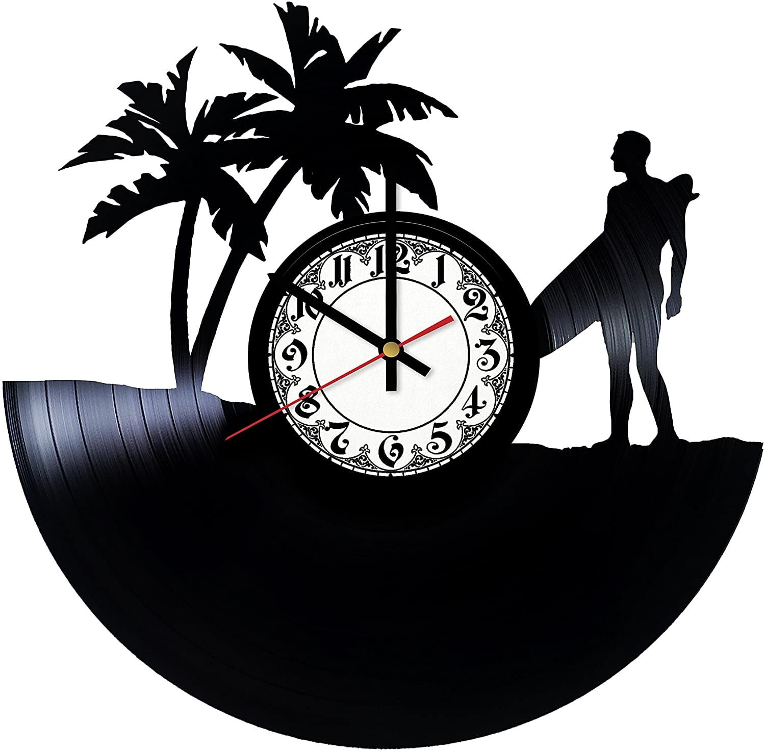Amblelife Surfing Love Sport Vintage Black Vinyl Record Wall Clock Wall ...