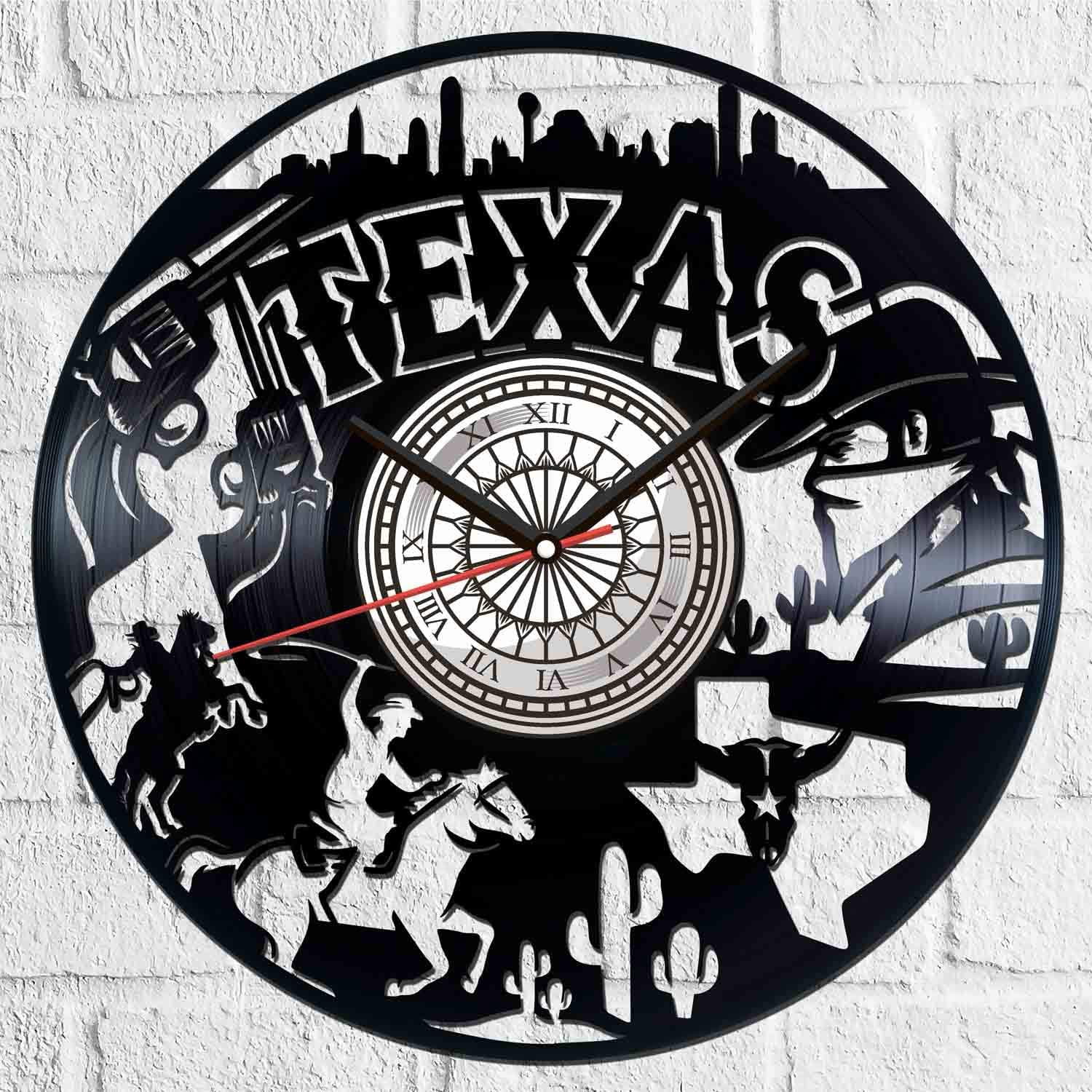 Amblelife Texas Vinyl Record Wall Clock Retro style Wall clock Silent ...