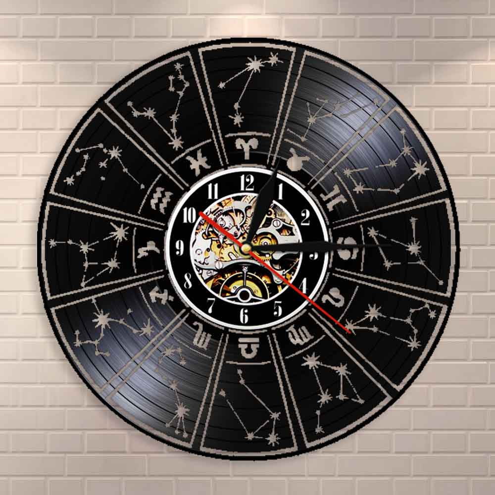 Amblelife Vinyl Home Decor Wall Clock Zodiac Sign Vinyl Record Wall ...