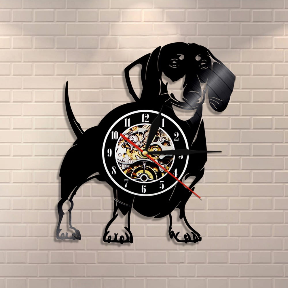 Amblelife Wirehaired Dachshund Dog Wall Clock Dog Wiener-Dog Vinyl ...