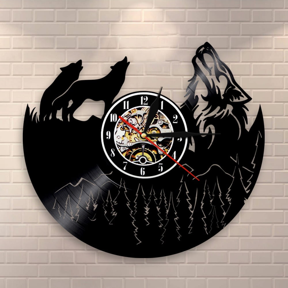 Amblelife Wolf Wall Clock Howling Wolf Wall Art Decorative Clock Modern ...