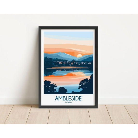 Ambleside Poster Lake District Scenic Landscape Art Print, Unframed ...