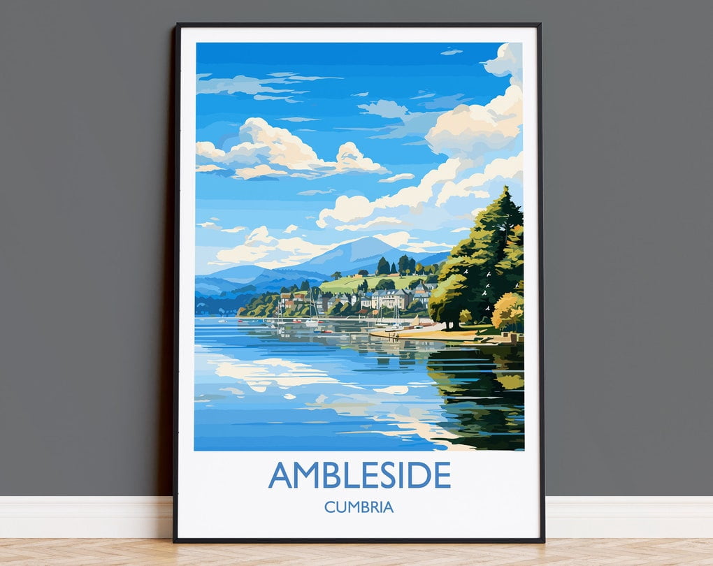 Ambleside Travel Poster, Ambleside Travel Print, England, Cumbria Art ...