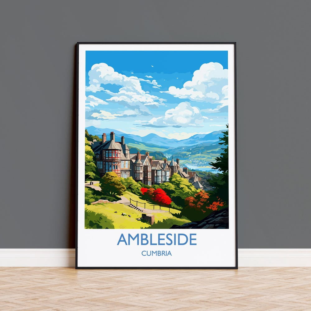 Ambleside Travel Print Ambleside Travel Poster England Cumbria Art ...