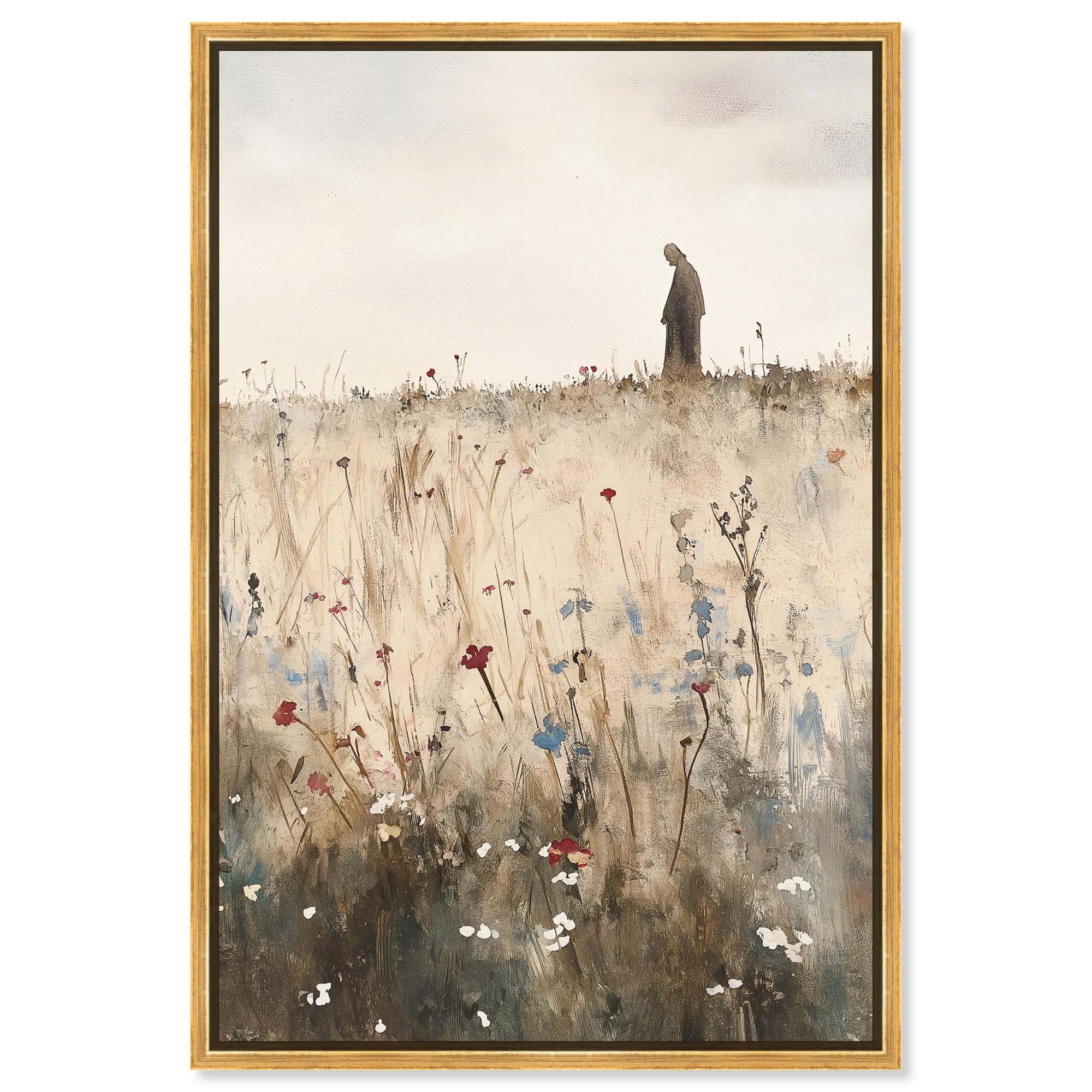 Ambling Monk Canvas Religious Art Print by Art Remedy, Gold Frame, 30 x ...