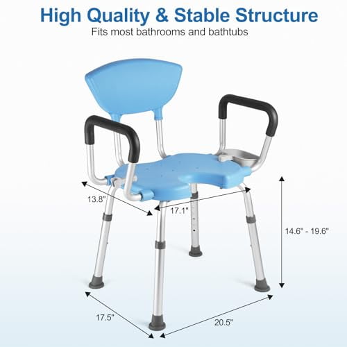 Ambliss Blue Shower Chair for Inside Shower Support 550LBS Medical ...