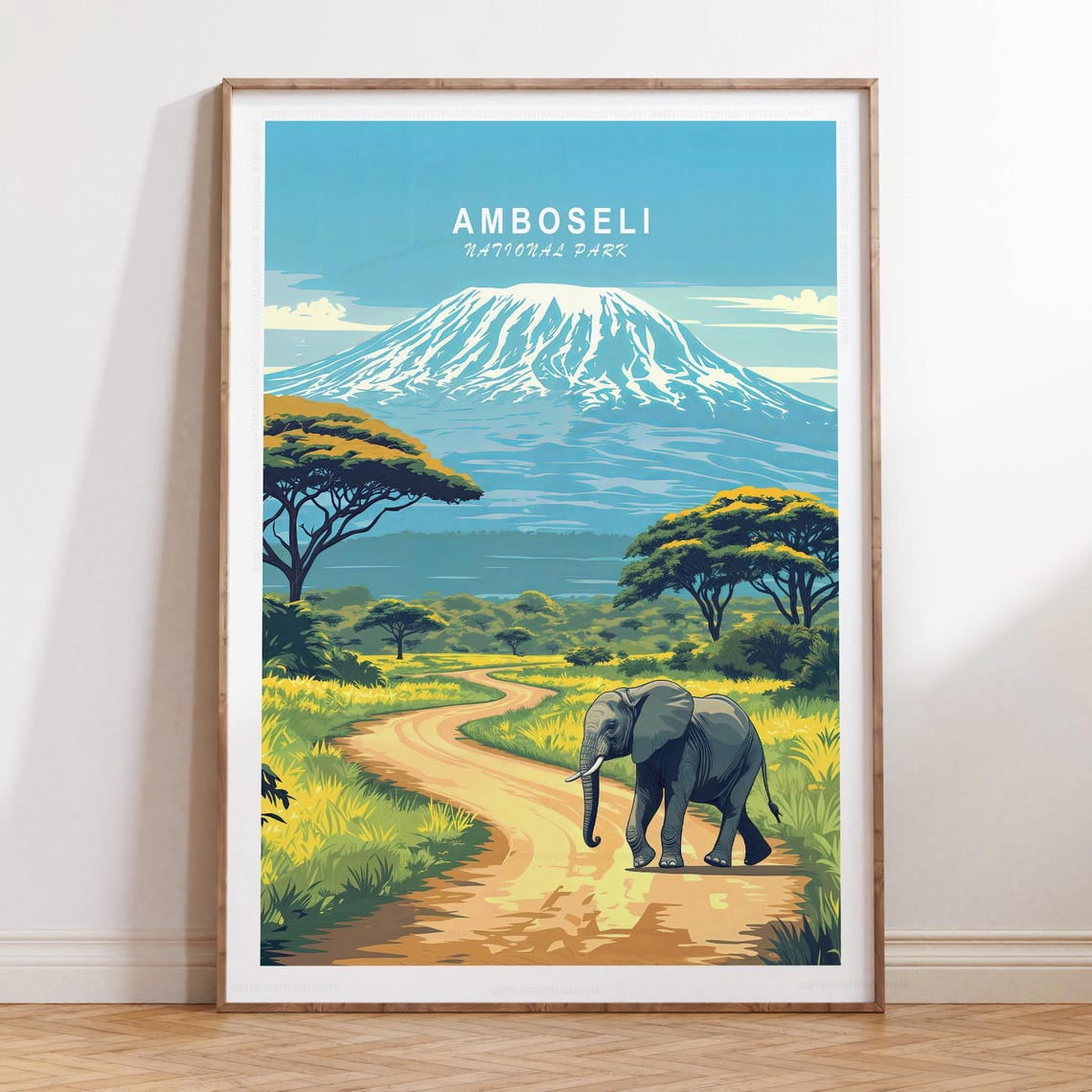 Amboseli National Park Kenya Minimalist Cityscape Wall Art, Stretched ...
