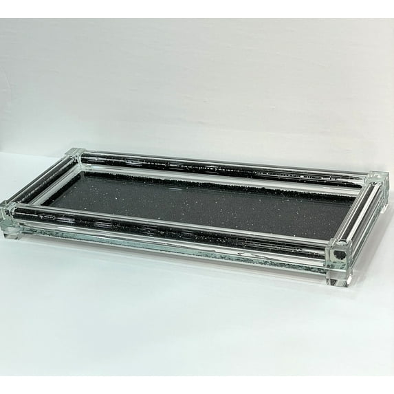 Ambrose Exquisite Large Glass Tray In Gift Box,Black Glass Kitchen ...