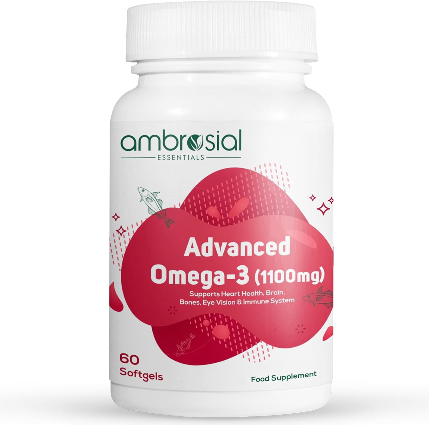 Ambrosial Advanced Omega 3 1100mg | 360mg EPA & 240mg DHA | High ...