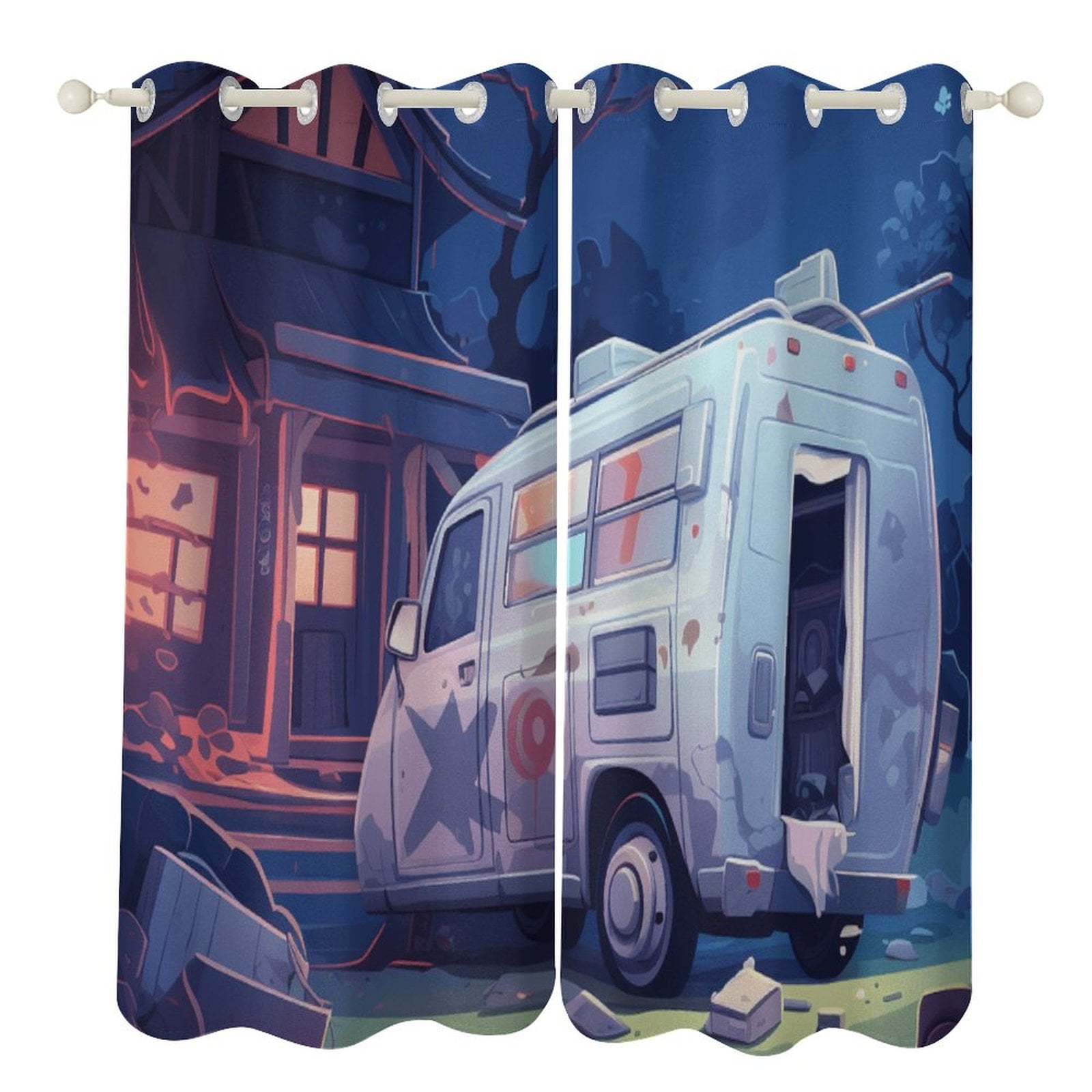 Ambulance Car Modern Window for Living Room Curtains for Child Bedroom ...