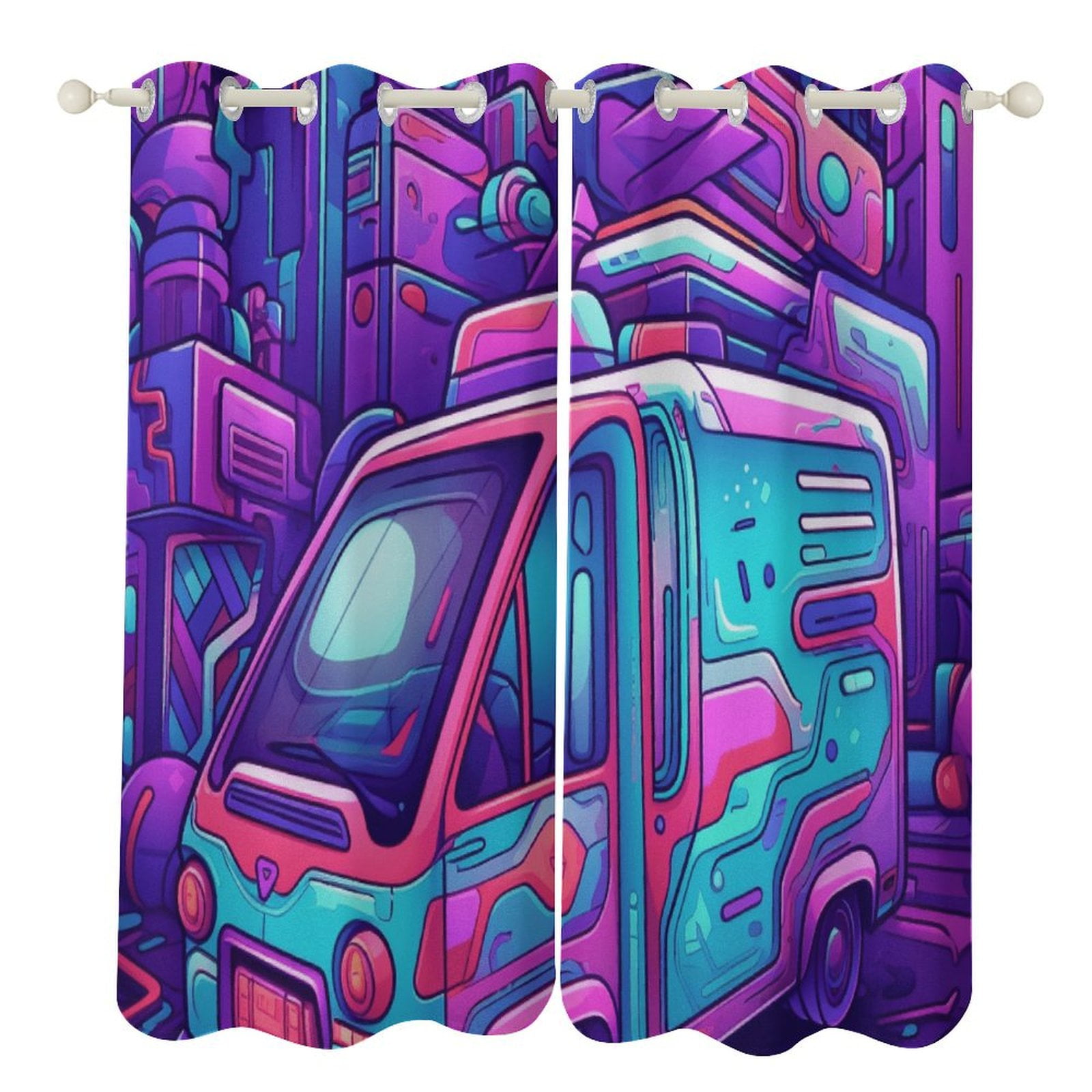 Ambulance Car Modern Window for Living Room Curtains for Child Bedroom ...