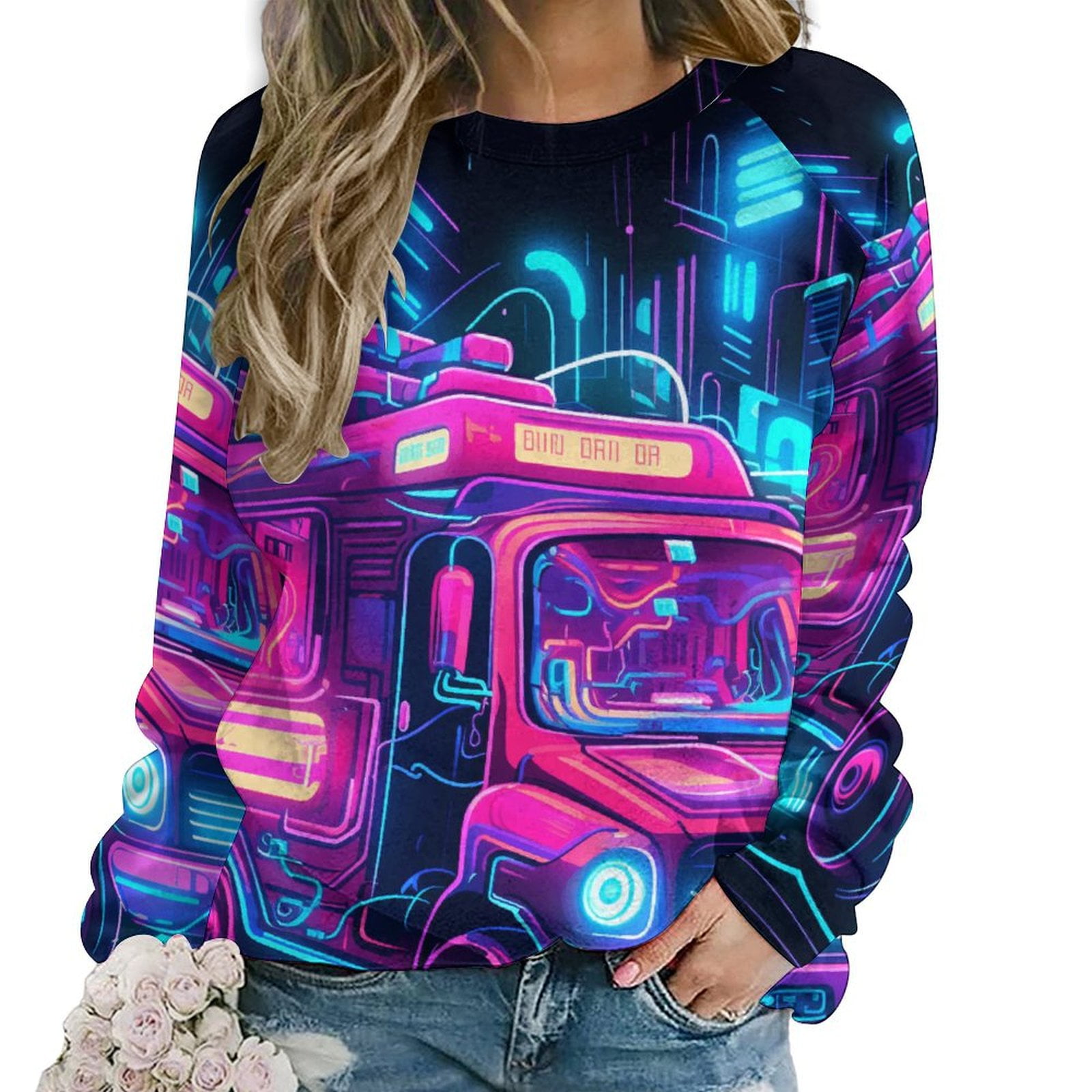 Ambulance Car Womens Casual Crewneck Sweatshirt Long Sleeve Tops Cute ...