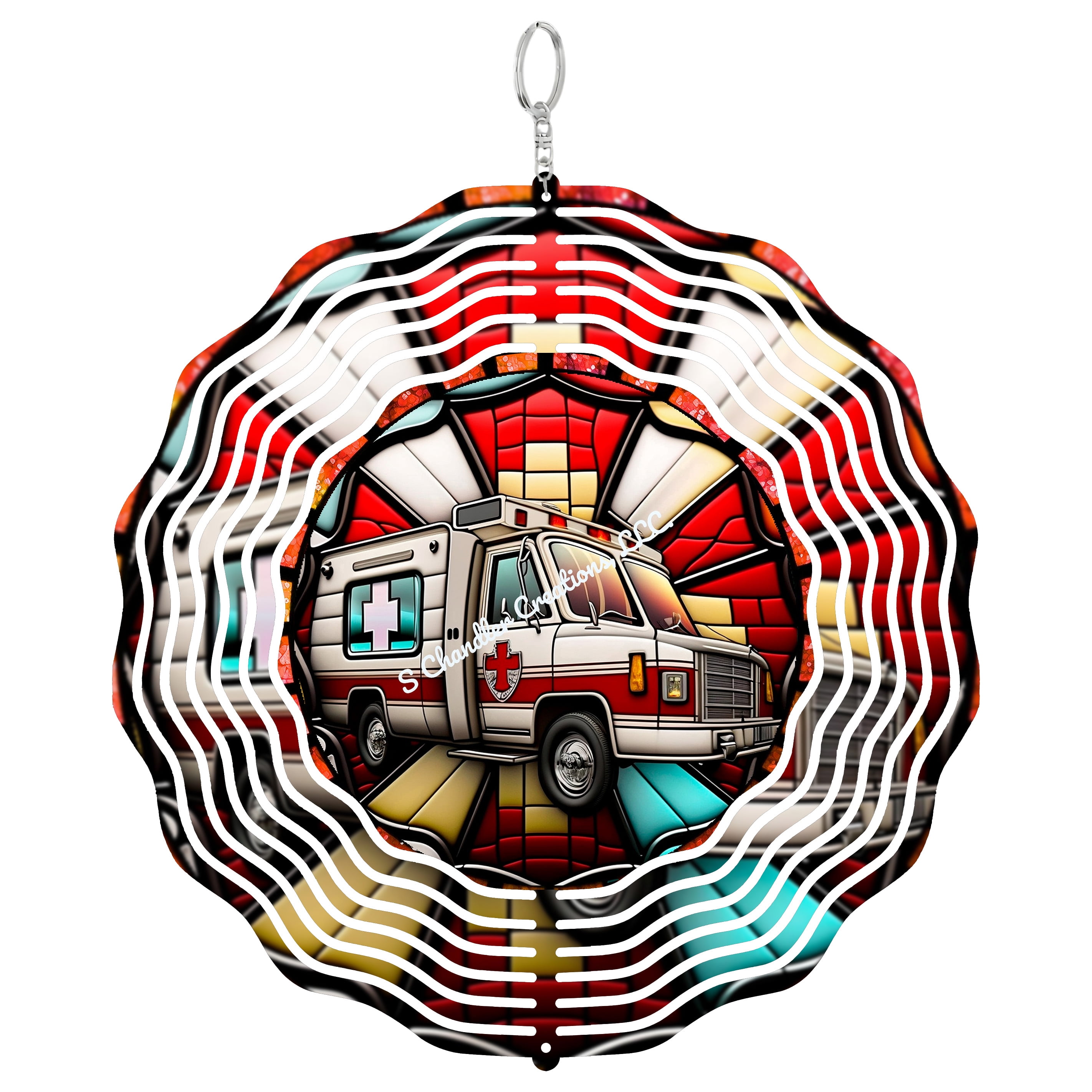 Ambulance EMS Support 3D Wind Spinner, Stainless Steel Hanging Decor ...