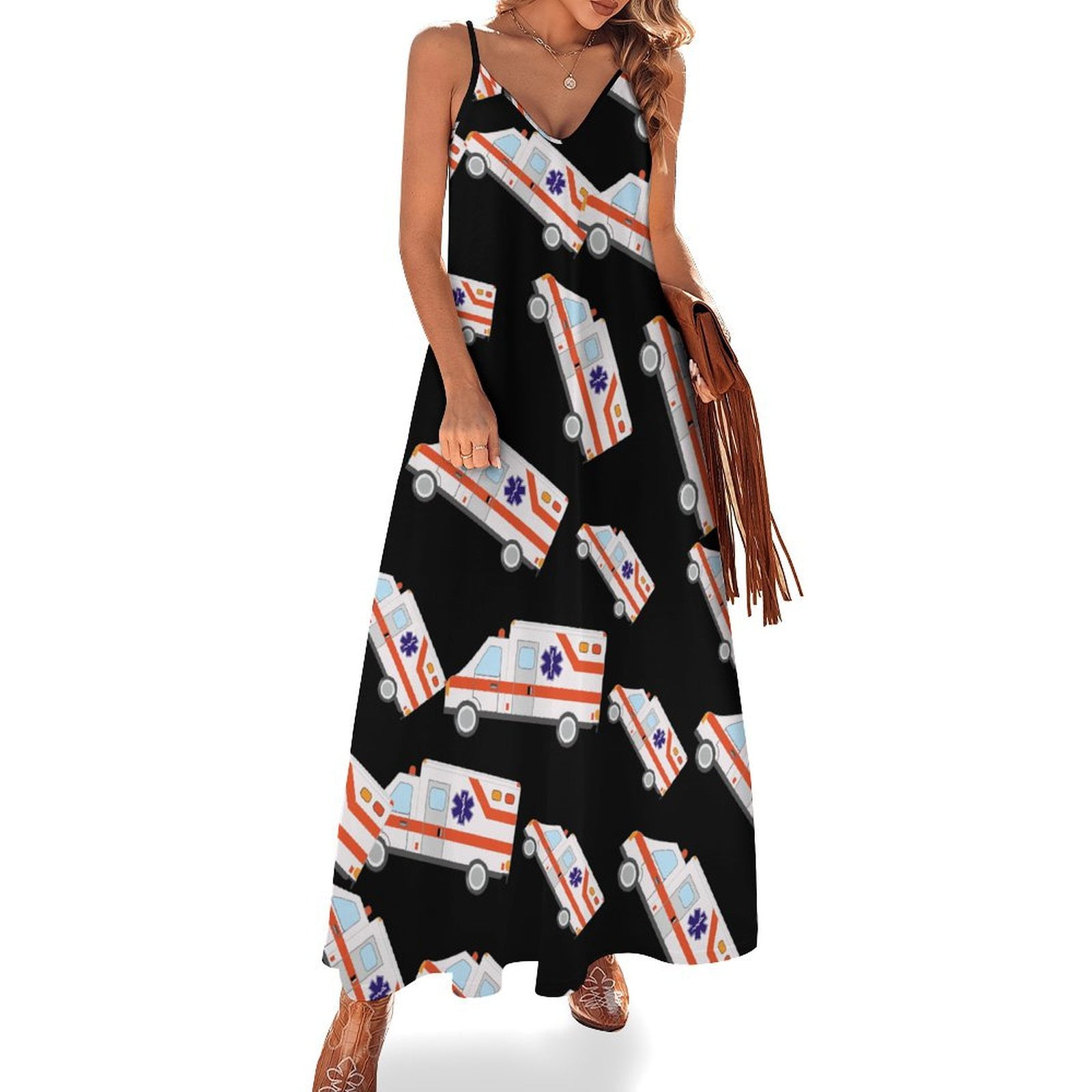 Ambulance Emergency Medical Technician Women's Maxi Dress Spaghetti ...
