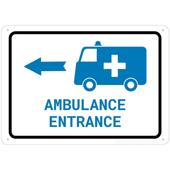 Ambulance Entrance Left Arrow Sign 8"X12" Rust Free Aluminum Signs ...
