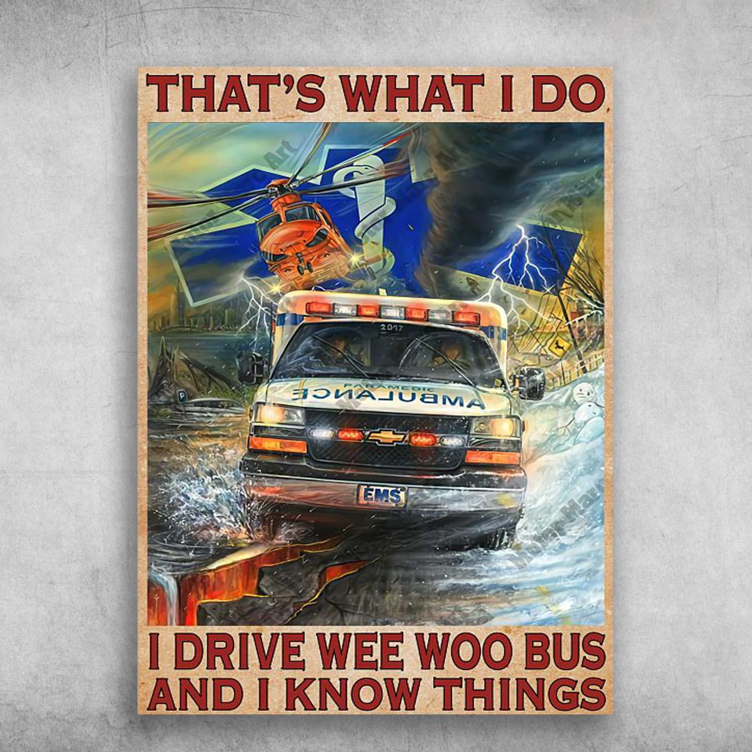 Ambulance Poster, Emergency Ambulance, That's What I Do, I Drive Wee ...