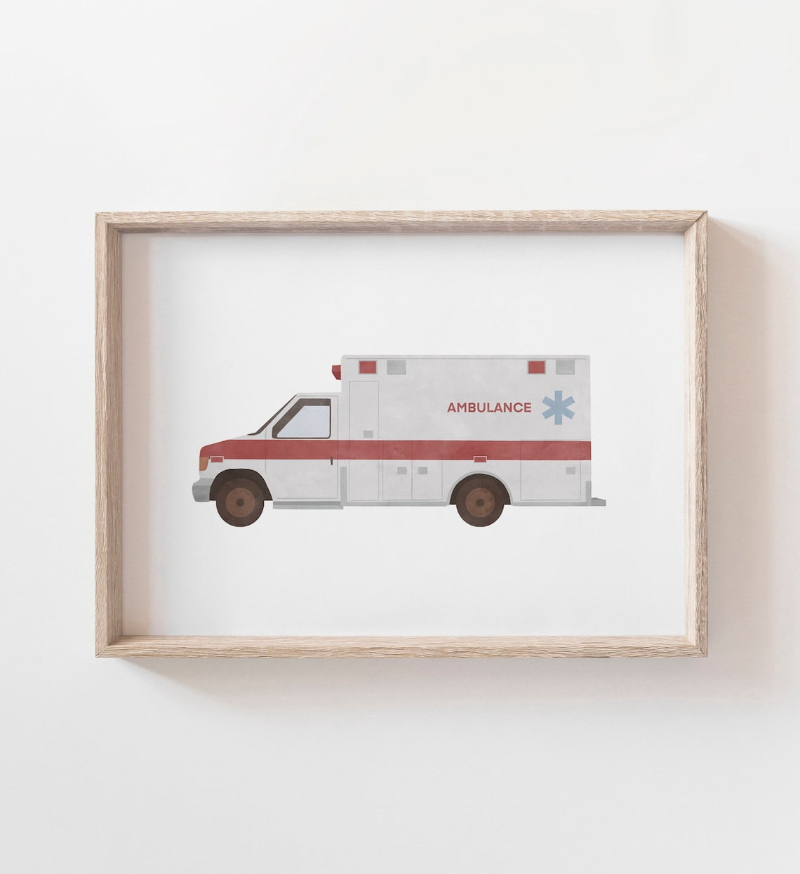 Ambulance Poster Wall Art Emergency Vehicle Room Decor Transportation ...