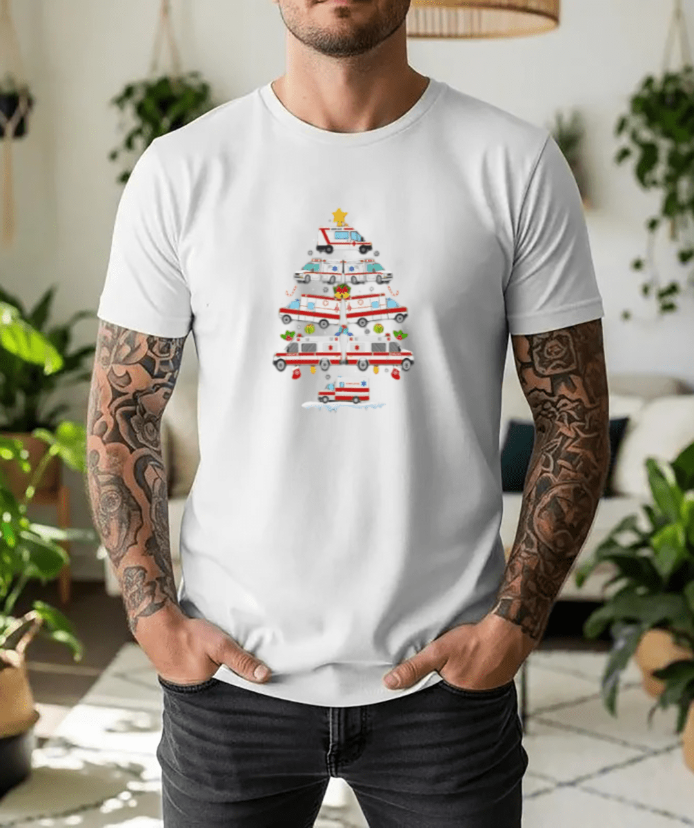 Ambulance Tree Funny EMT EMS Paramedic Holiday Humor Unisex T-Shirt ...