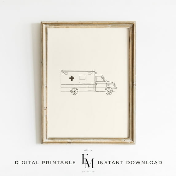 Ambulance Truck Print Neutral Ambulance Car Print Ambulance Truck Wall ...