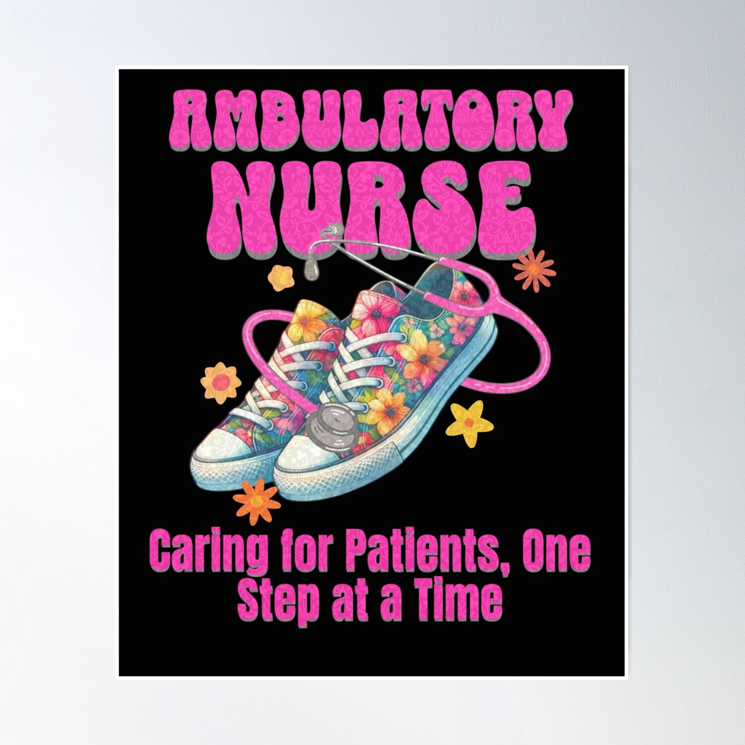 Ambulatory Nurse : Floral Sneakers & Stethoscope Design For Healthcare ...
