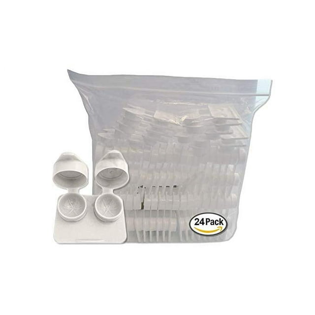Amcon Contact Lenses Cases Flat Ribbed Extra Deep Well - White, 24 Pack ...