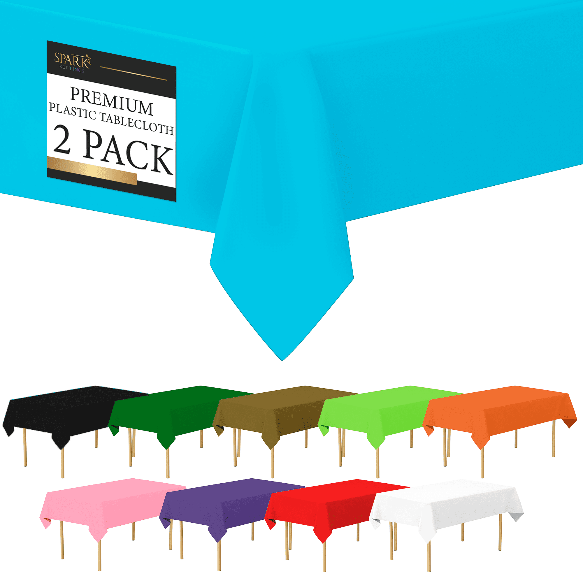 Amcrate Blue Plastic Tablecloth Disposable, 2 Pack Premium Tablecloths ...