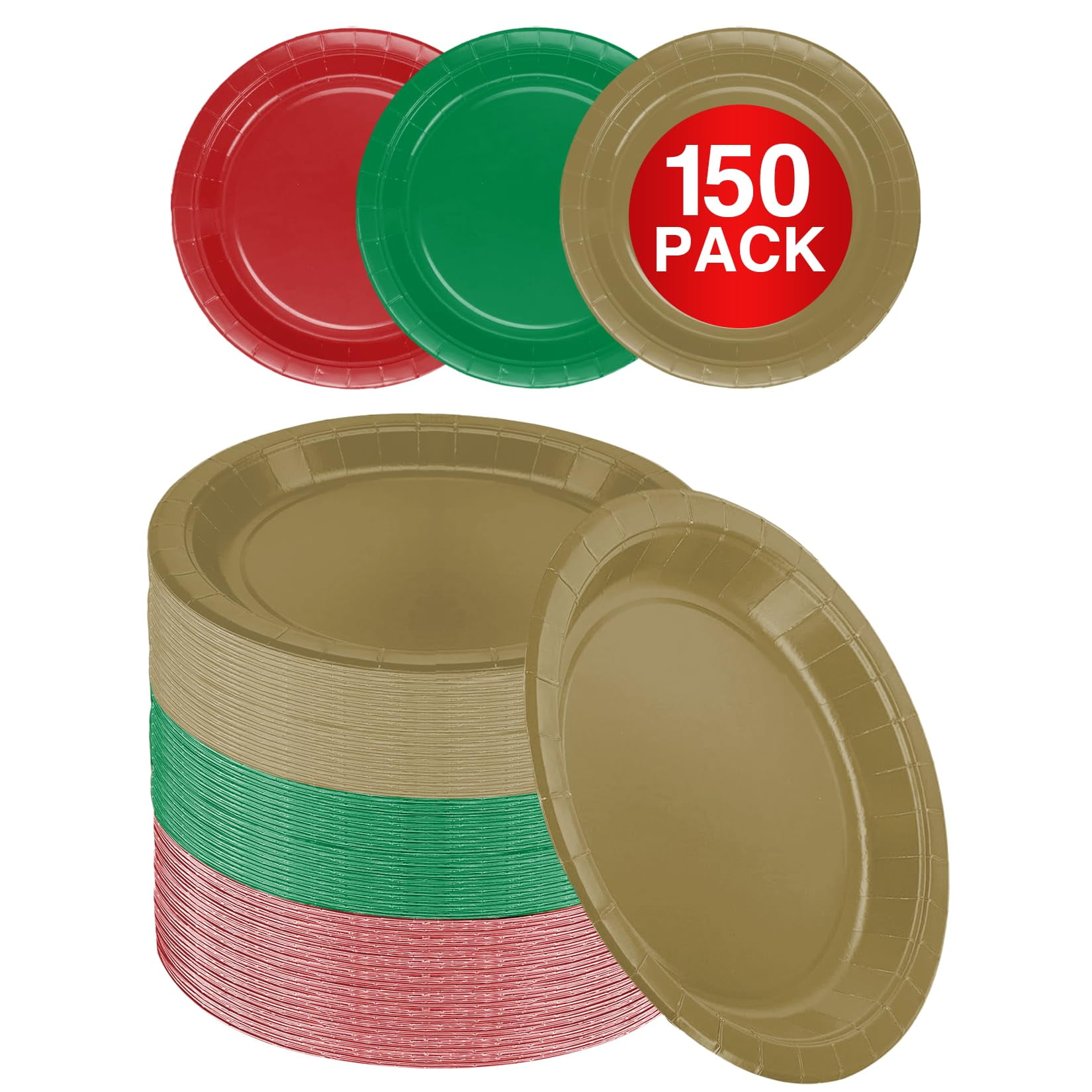 Amcrate Disposable Paper Plates Red Green AFN1Gold, 6 Paper Dessert ...