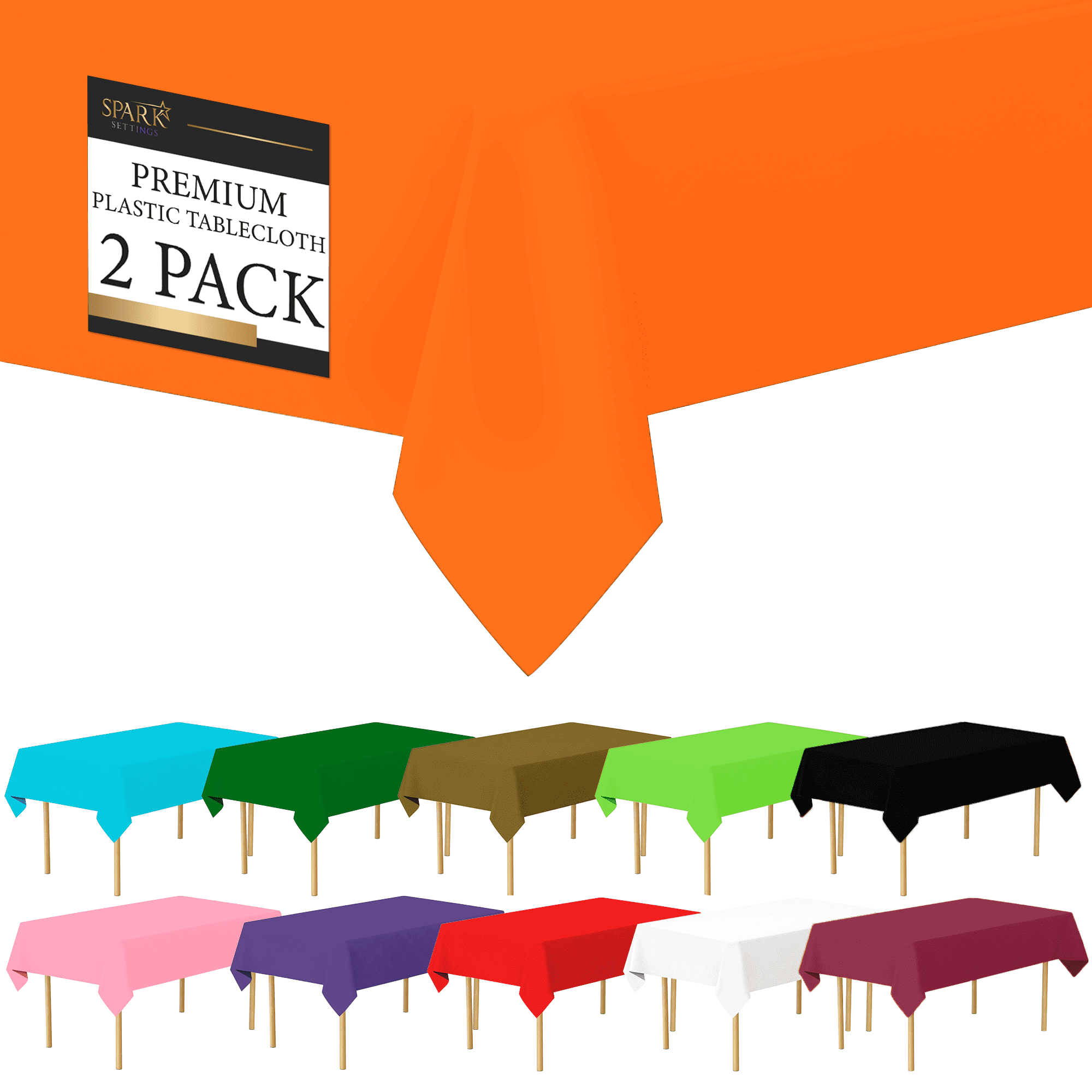 Amcrate Orange Plastic Tablecloth Disposable, 2 Pack Premium ...