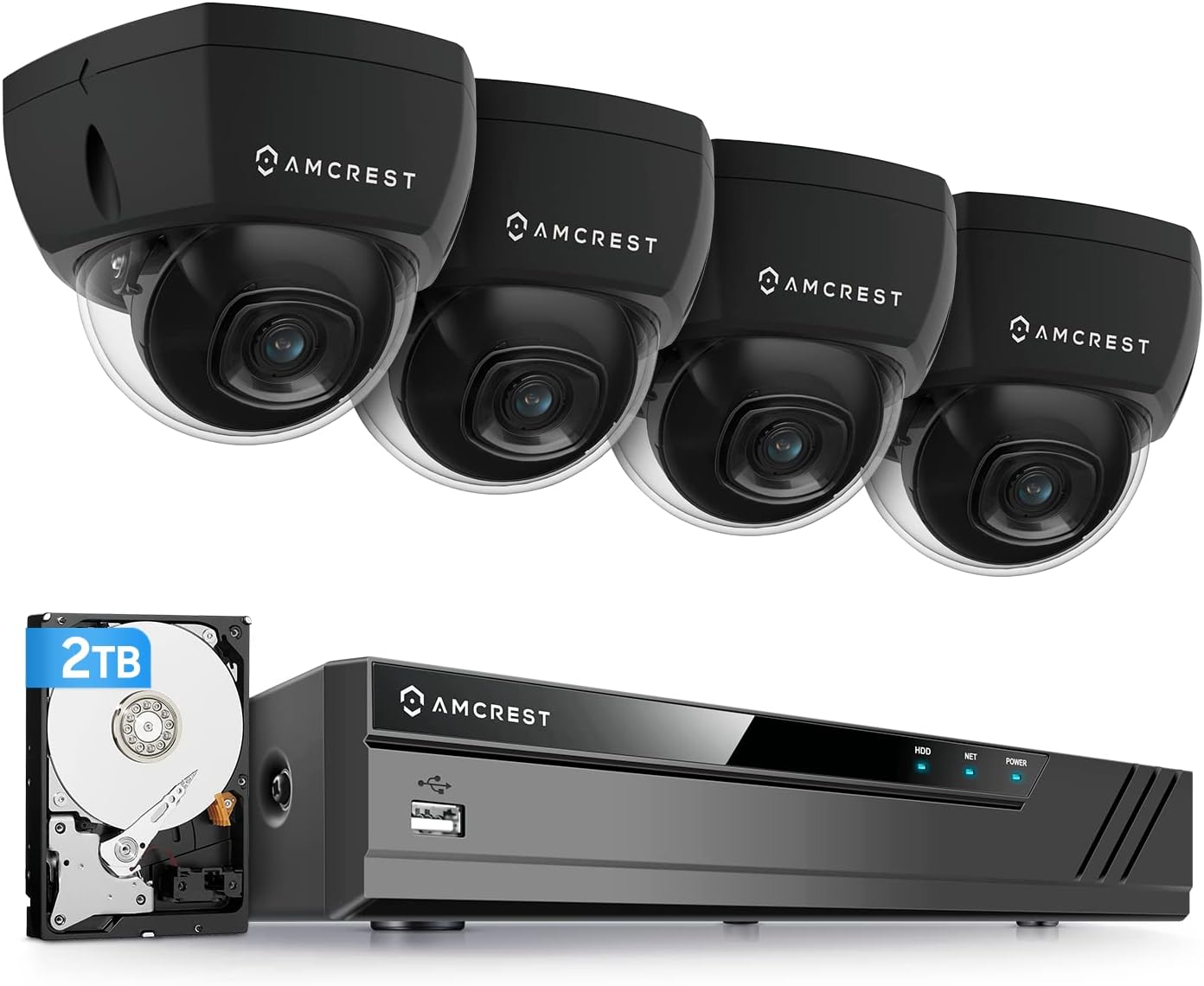Amcrest 4K 8CH Security Camera System w/ 4K 8CH POE NVR, (4) x 4K (8-Megapixel) Dome POE IP ...
