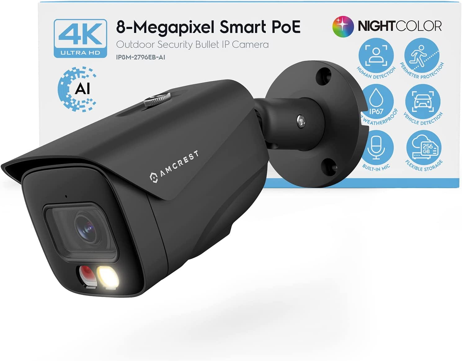 Amcrest 4K AI Camera, 8MP Outdoor Security, 49ft Nightvision, Human ...