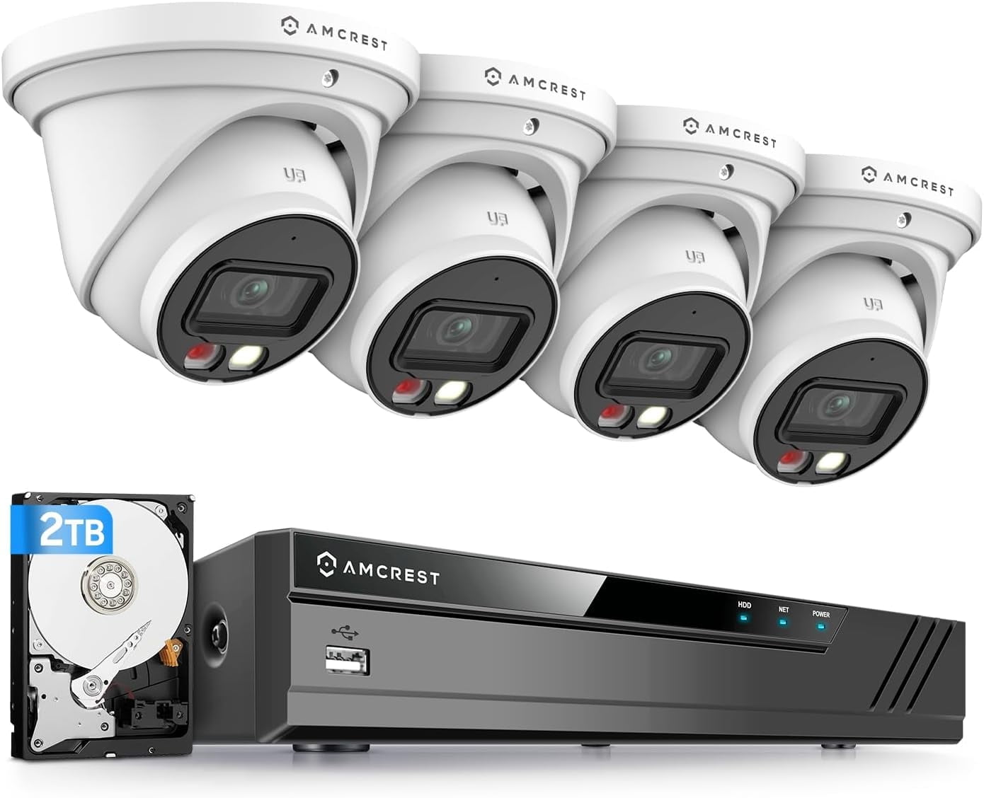 Amcrest 4K DVR Home Security System, 8CH PoE, 4 x 4K Cameras, 2TB HDD ...