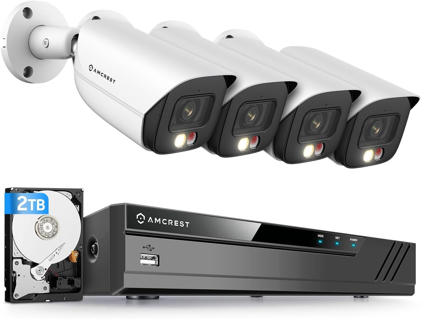 Amcrest 4K Security Camera System, 4K 8CH PoE NVR, (4) x 4K Night Color ...