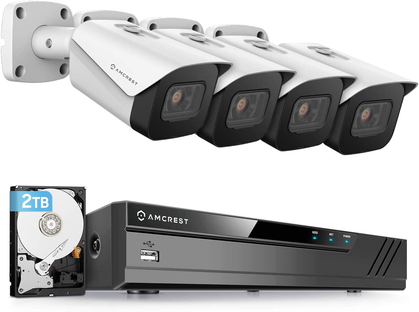 Amcrest 4K Security Camera System w/ 4K (8MP) 8CH PoE NVR, (4) x 4K (8 ...