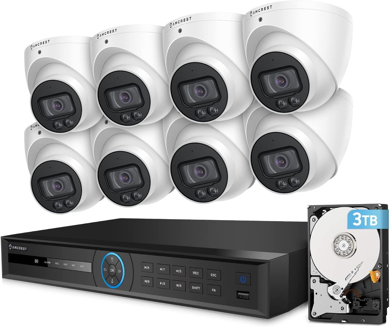 Amcrest 4MP POE Security Camera System Outdoor, 16CH POE AI NVR, 8 x ...